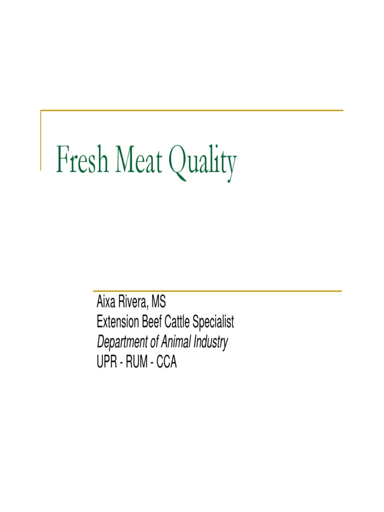 Key Characteristics of Fresh Meat Quality | PDF | Meat | Blood