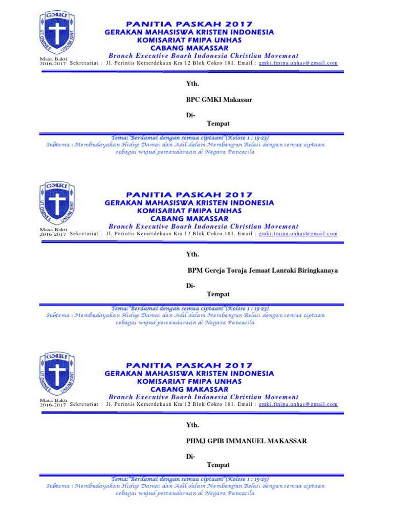 Amplop Paskah Untuk BPC Dan Gereja Jemaat Biringkanaya | PDF