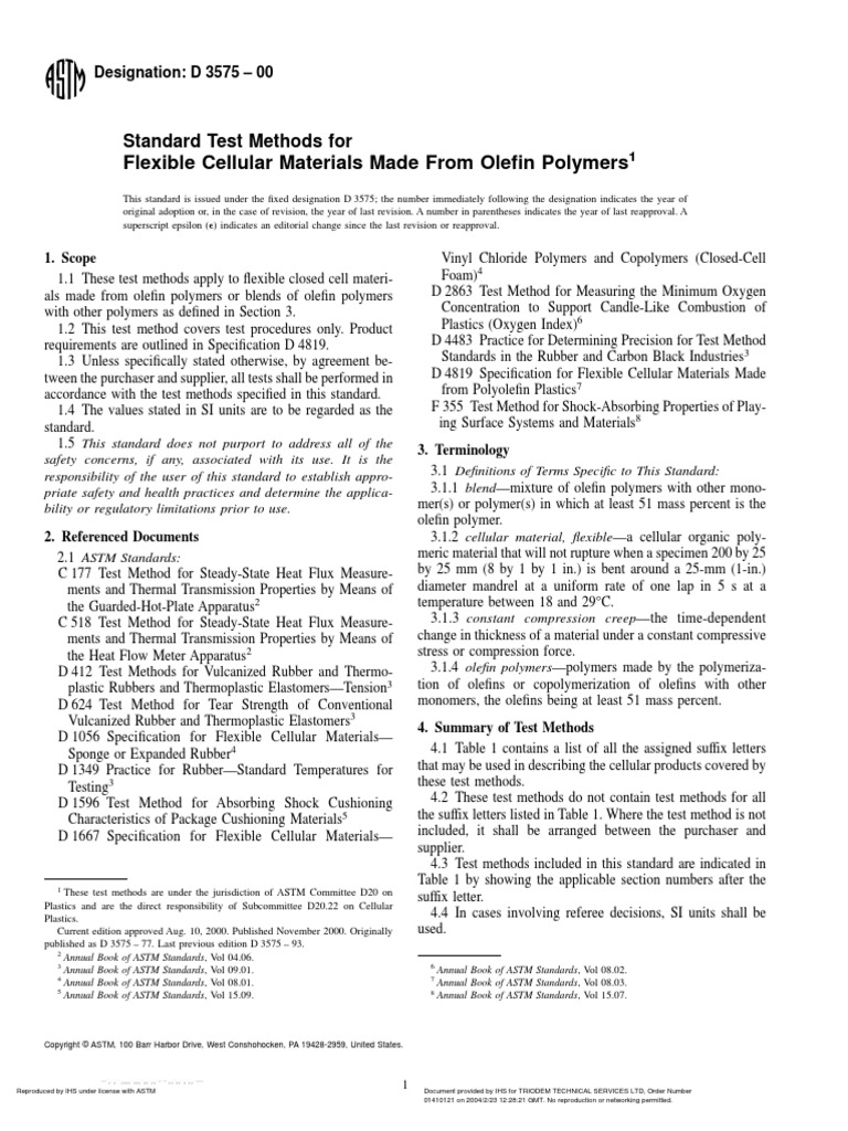 Astm D3575-2000 PDF | PDF | Density | Electrical Resistance And Conductance