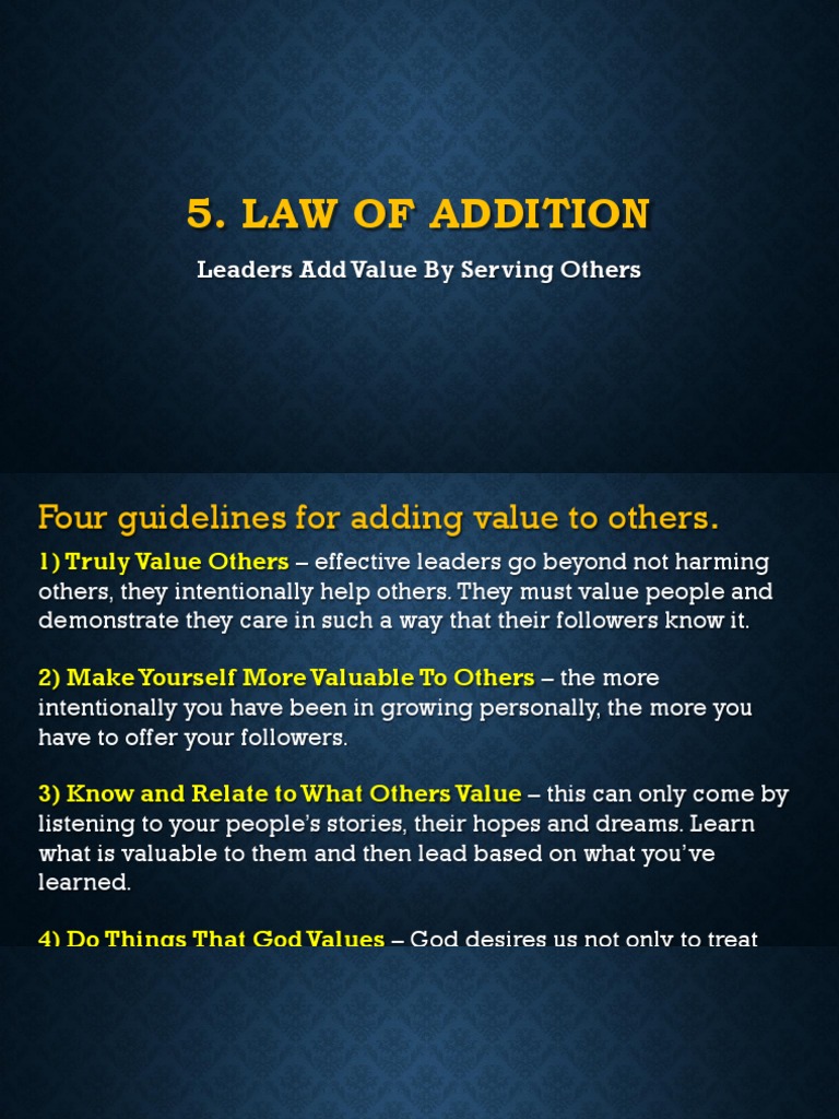 Law of Addition: Leaders Add Value by Serving Others | PDF
