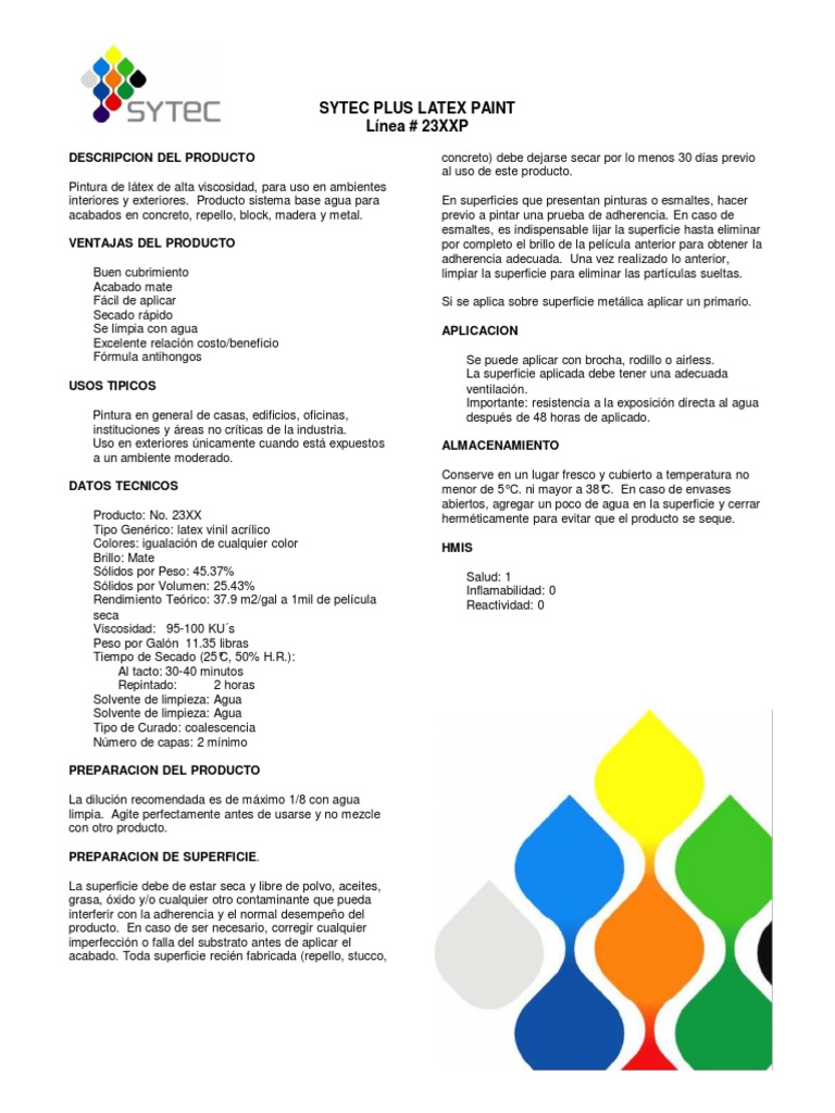 23xx Sytec Plus Latex Paint | PDF | Pintar | Agua