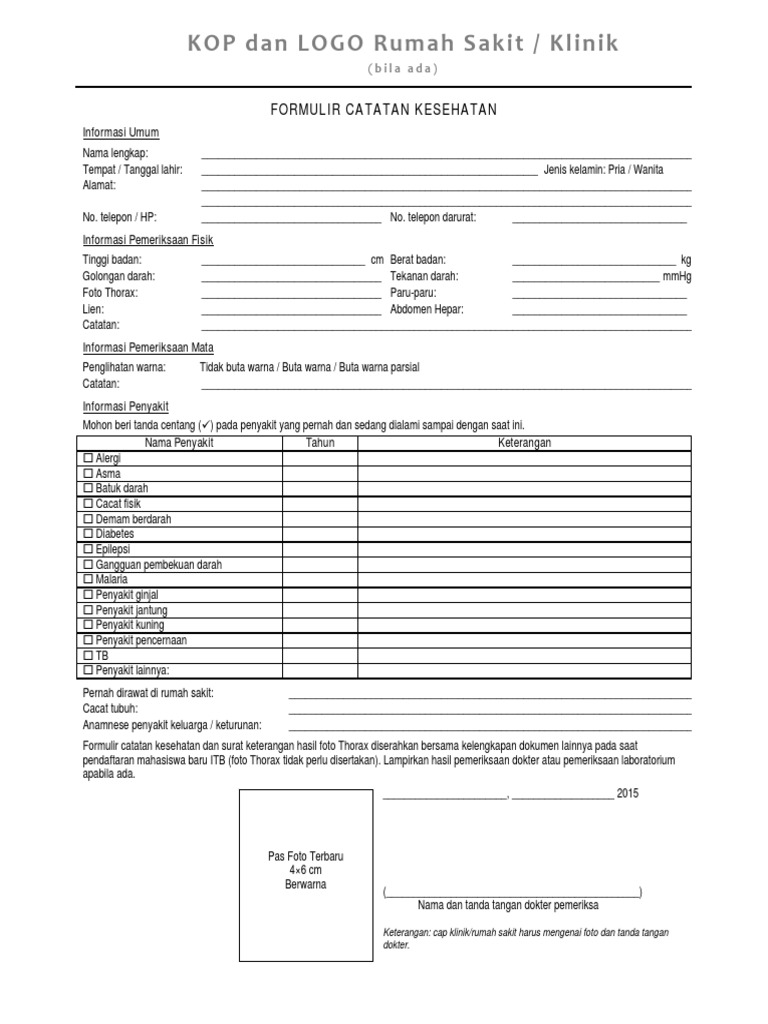 Formulir Catatan Kesehatan | PDF | Gaya Hidup