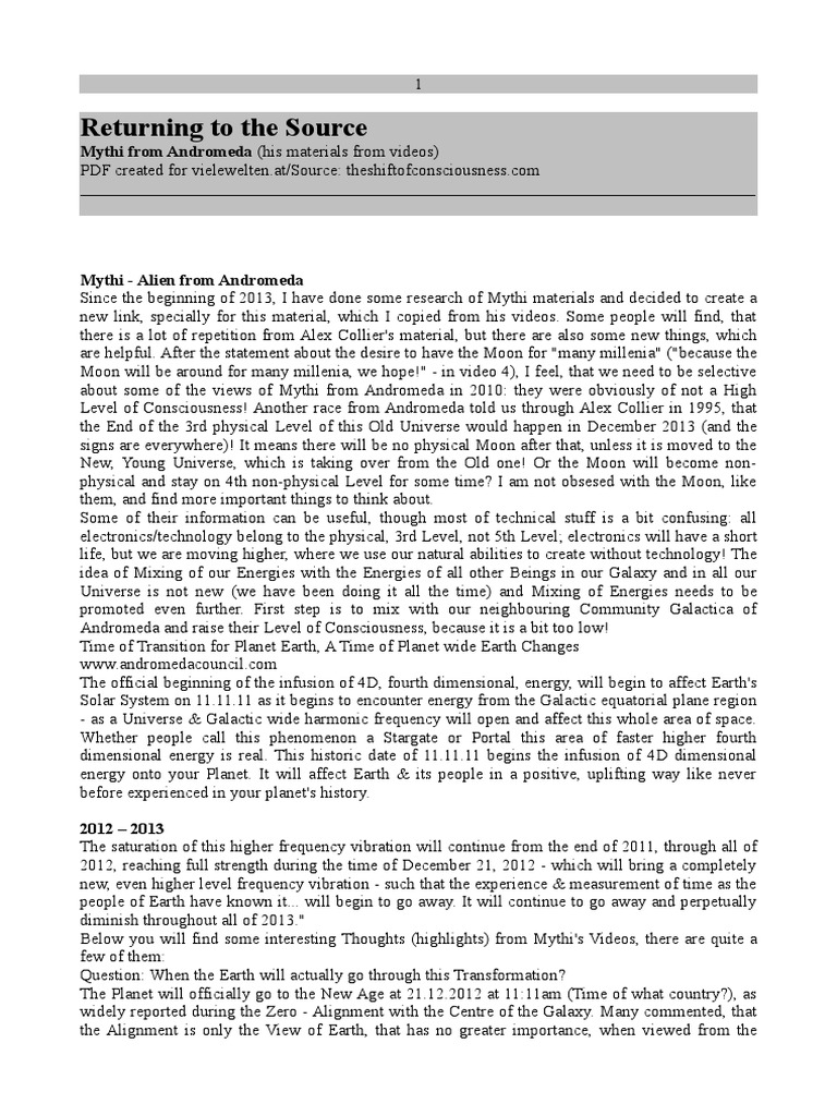 Returning To The Source-Mythi | PDF | Milky Way | Earth