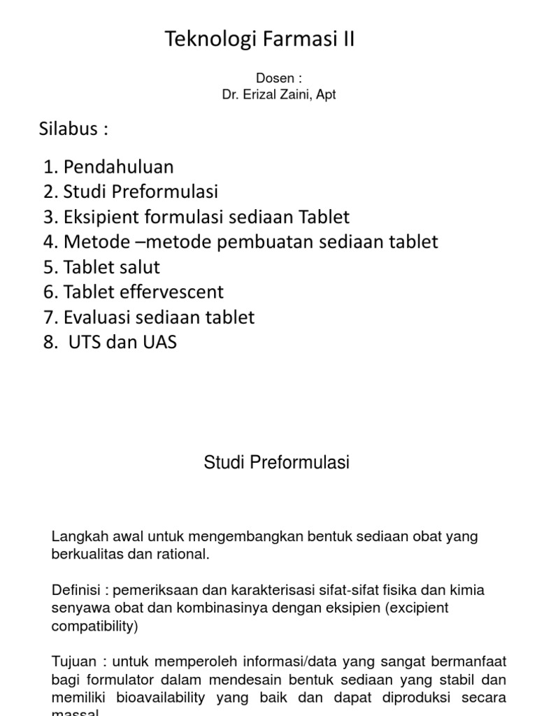 Studi Preformulasi Tablet | PDF