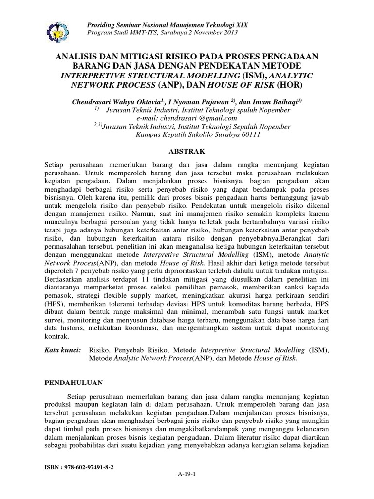 Analisis Dan Mitigasi Risiko Pada Proses Pengadaan Barang Dan Jasa ...