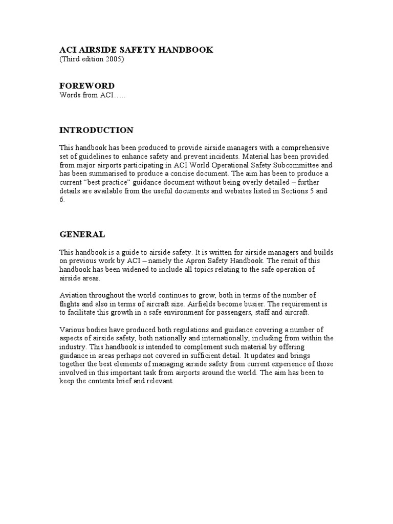 ACI Airside Safety Handbook V0.1 | PDF | Airport | Personal Protective ...