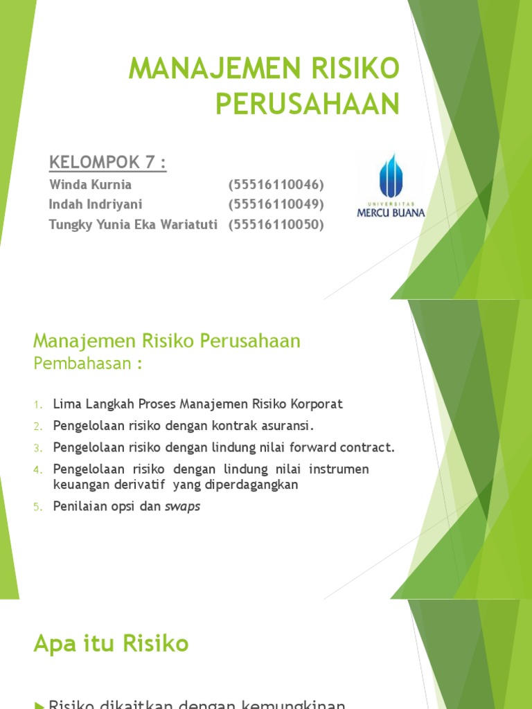 Manajemen Risiko Perusahaan | PDF