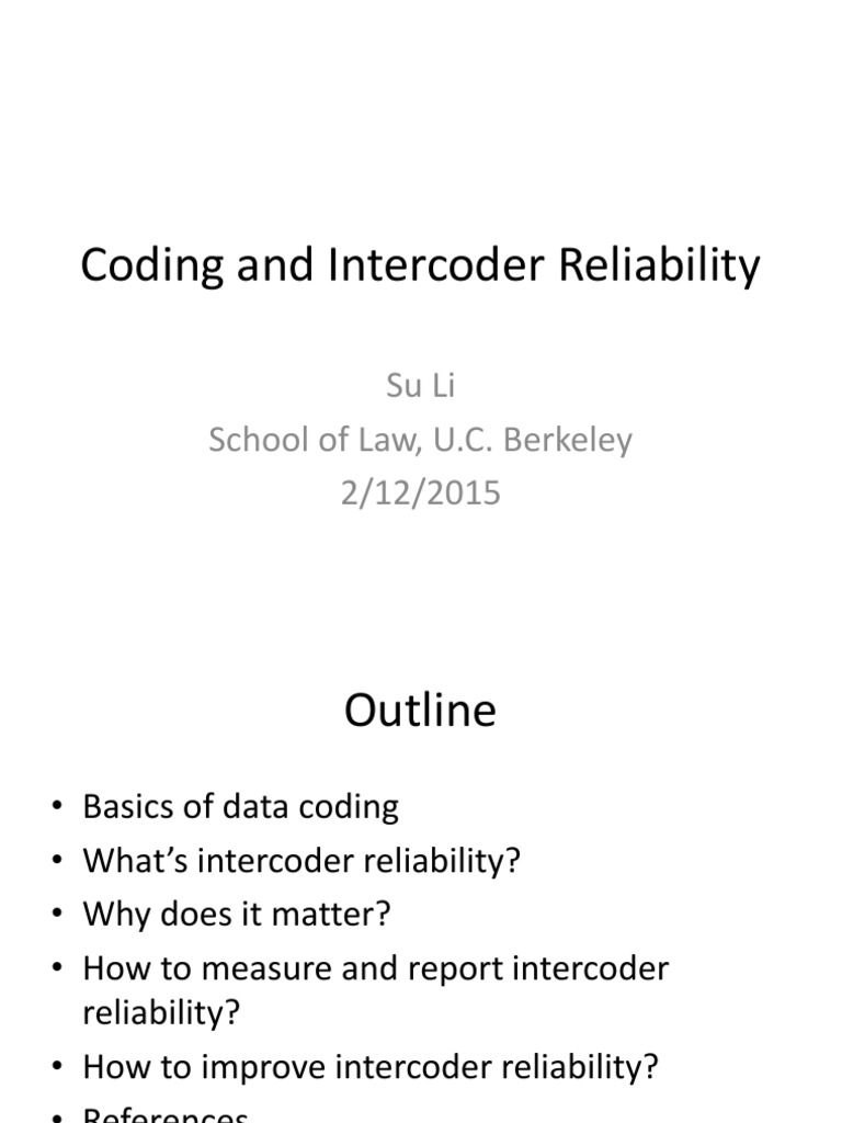 Measuring Intercoder Reliability Best Practices For Coding Qualitative Data Pdf Statistics 