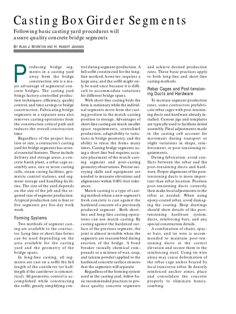 Casting Box Girder Segments | PDF | Prestressed Concrete | Concrete