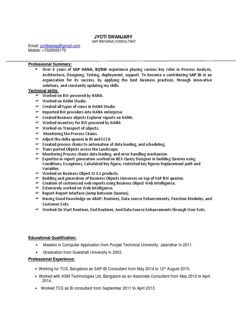 Resume Jyothi | PDF | Sap Se | Information Technology Management