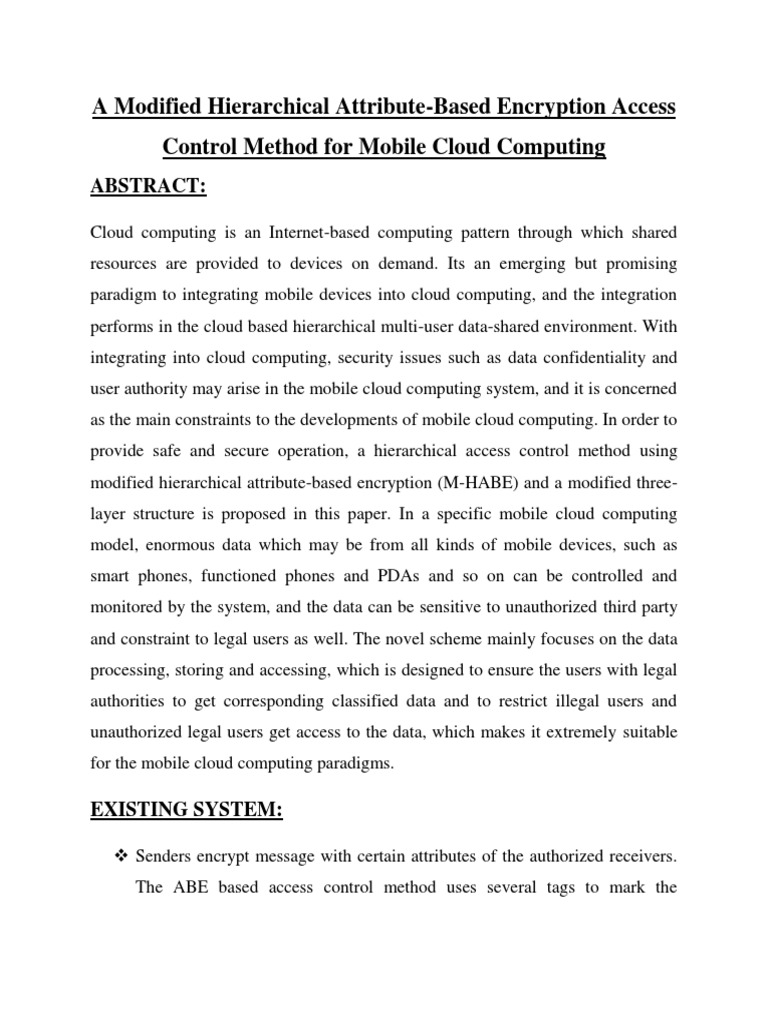 A Modified Hierarchical Attribute Based Encryption Access Control Pdf Encryption Cloud