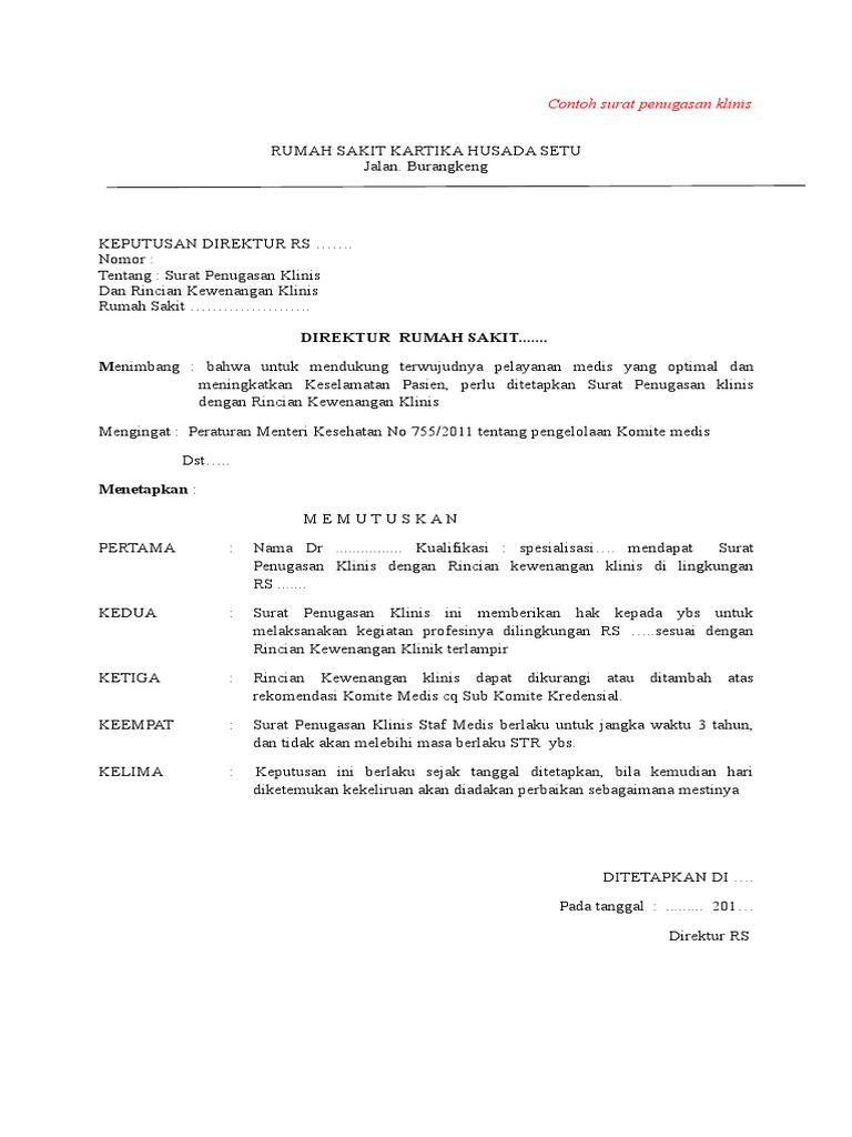 Contoh SPK Dan RKK Serta Rekomedasi KOmite Medis | PDF