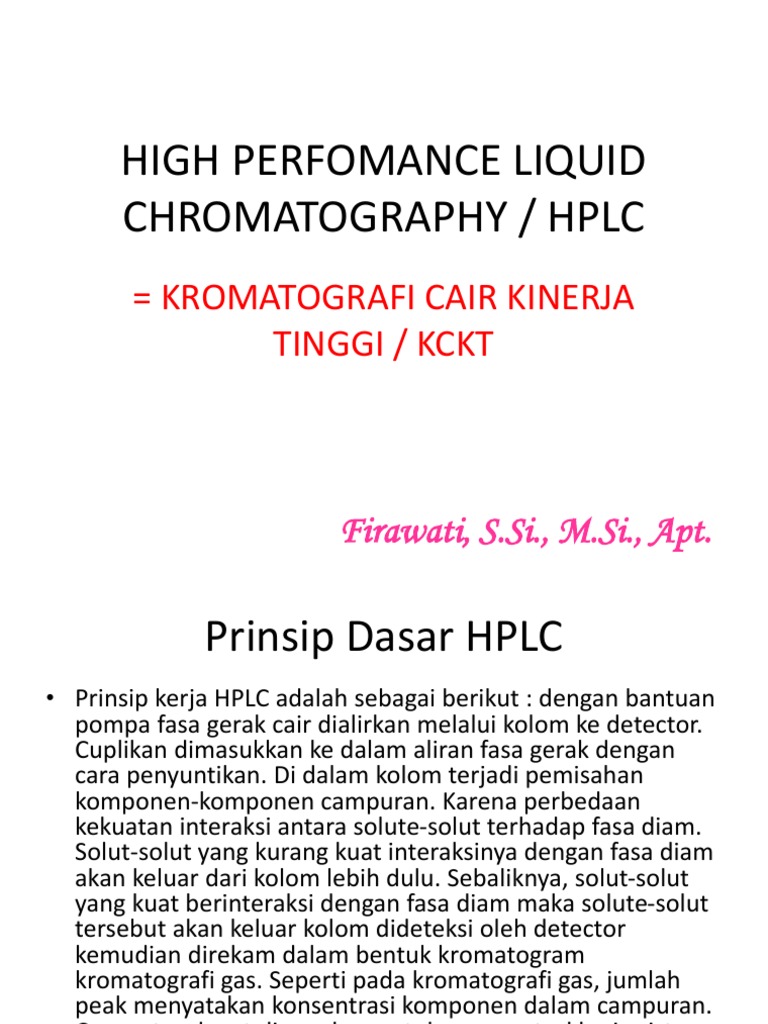 HPLC - KCKT Fira | PDF