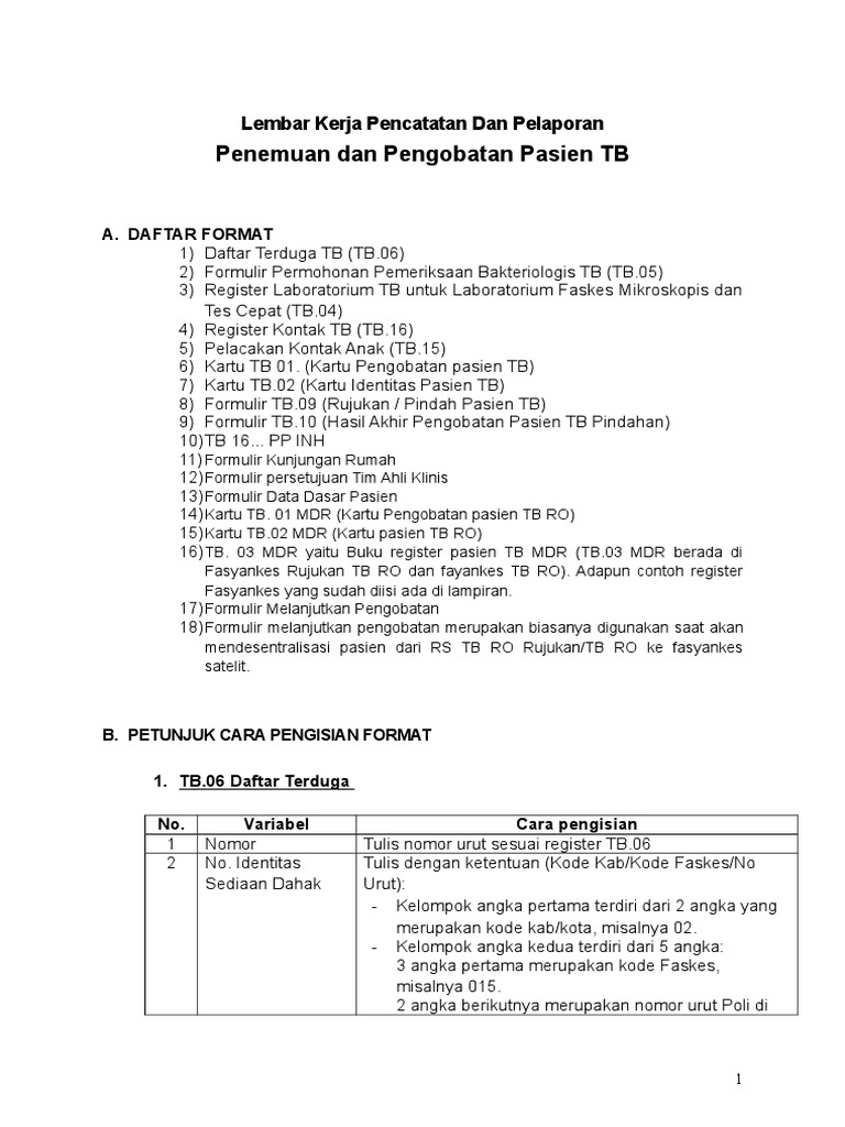 Lembar Kerja Dan Petunjuk Pengisian Pencatatan Dan Pelaporan FKRTL | PDF