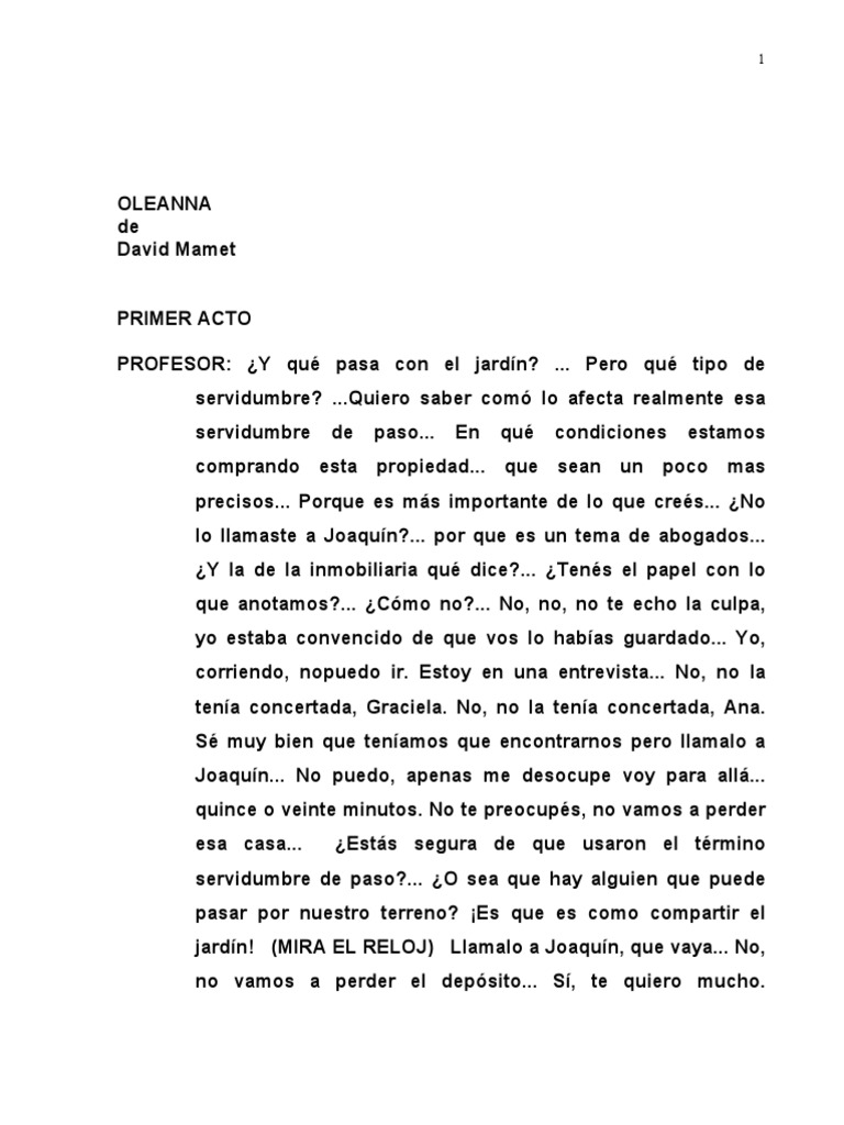 Mamet David-Oleanna PDF | PDF | Mentira | Maestros