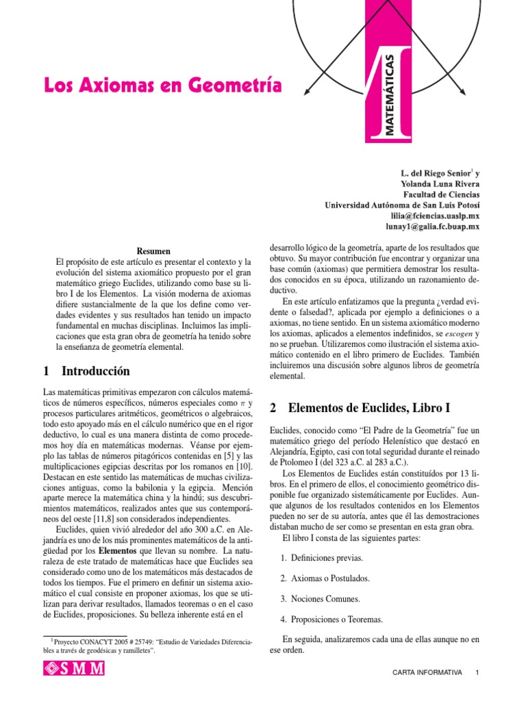Axiomas de Euclides | PDF | Axioma | Geometría euclidiana