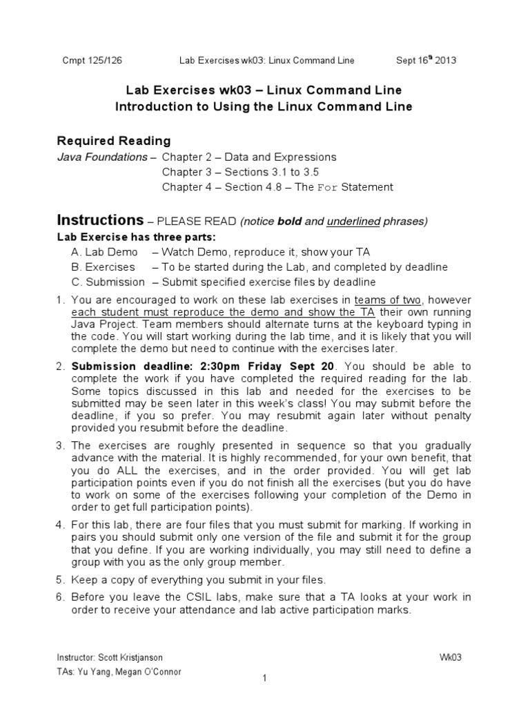 Lab Wk03 Exercises - Linux Command Line | Download Free PDF | Command ...
