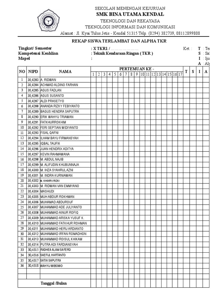 Absen Siswa Terlambat | PDF