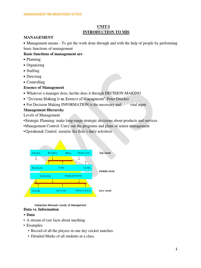 MIS Unit 1 | PDF | Information System | Artificial Intelligence