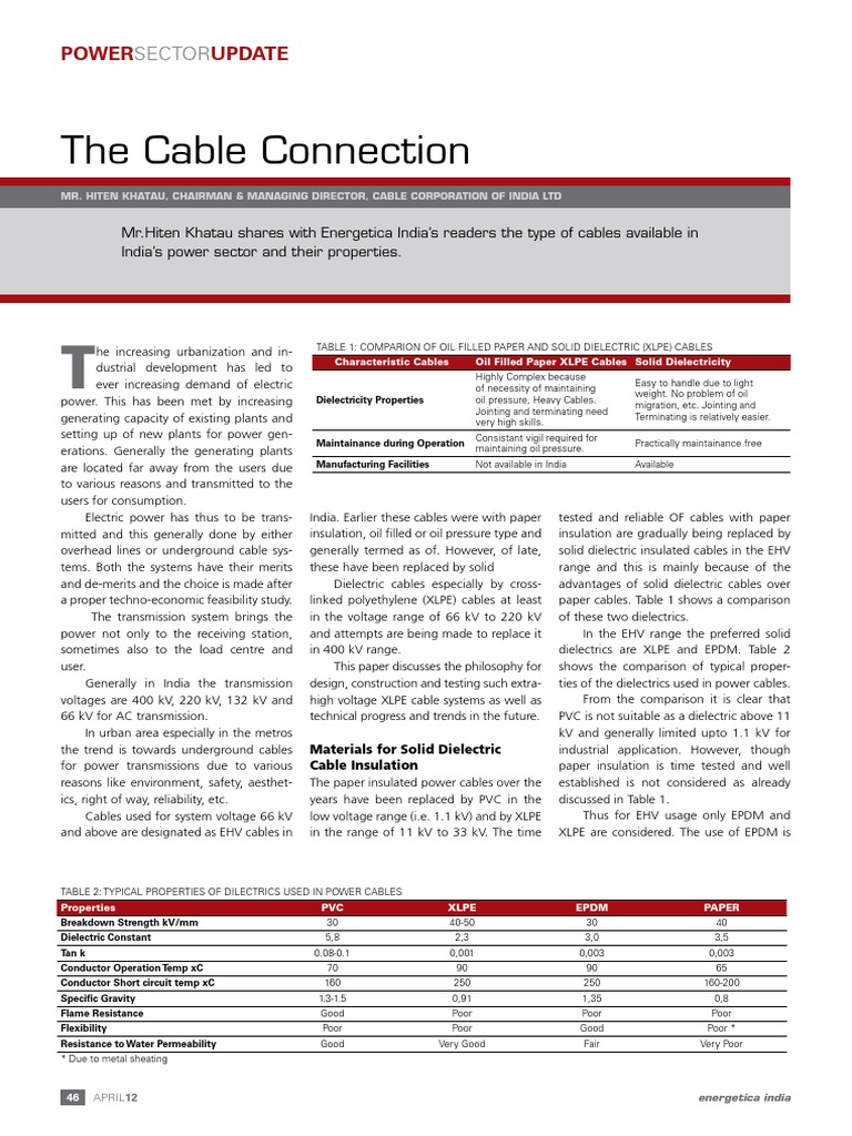 The Cable Connection: Sector | PDF | Insulator (Electricity) | Electric ...