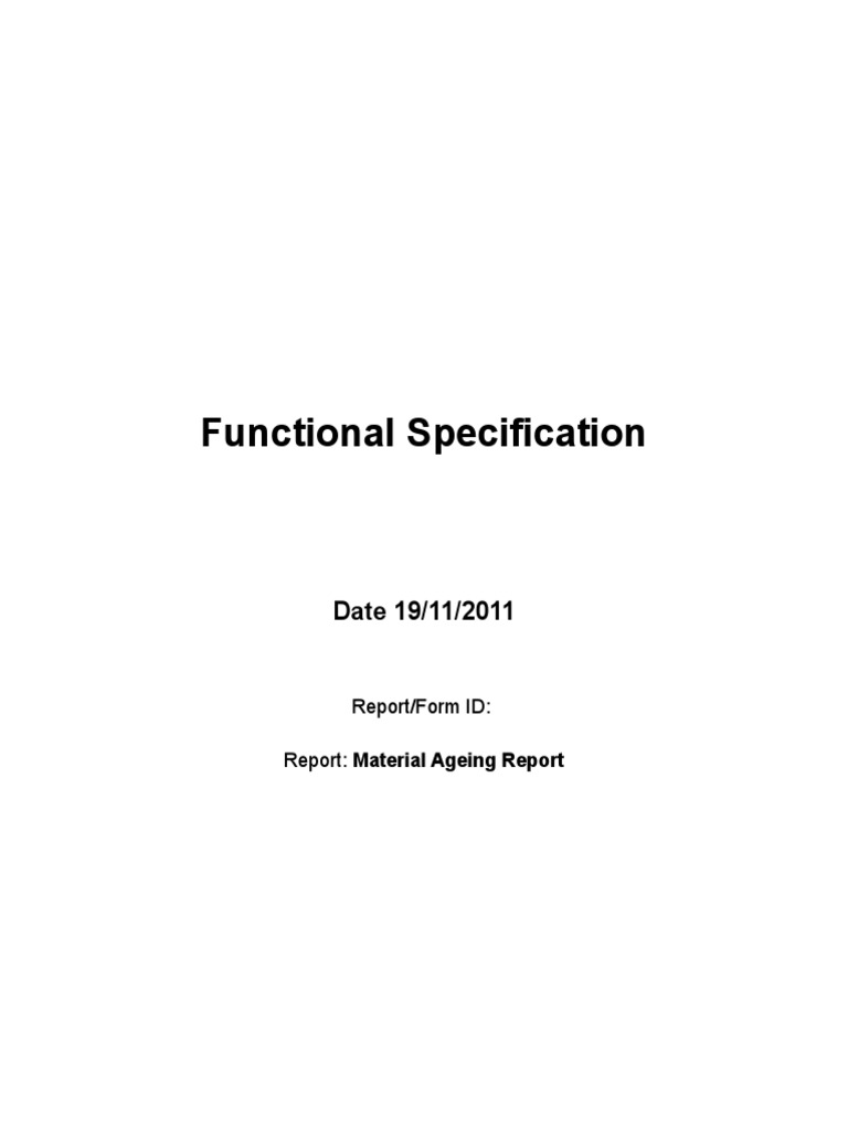 Functional Spec Material Ageing Report | PDF | Specification (Technical Standard) | Software ...