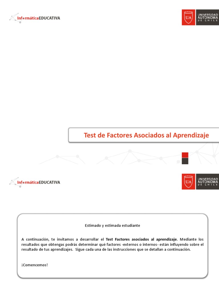 Test de Factores Asociados Al Aprendizaje | PDF | Lectura (proceso ...