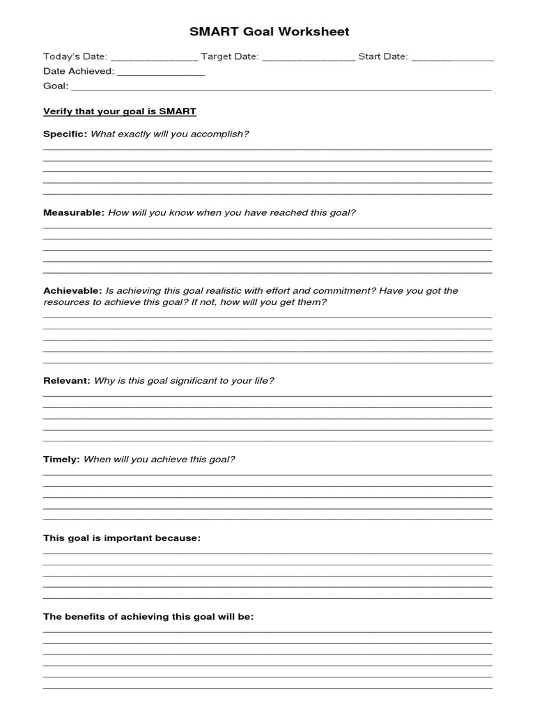 SMART Goal Worksheet | Download Free PDF | Goal | Business