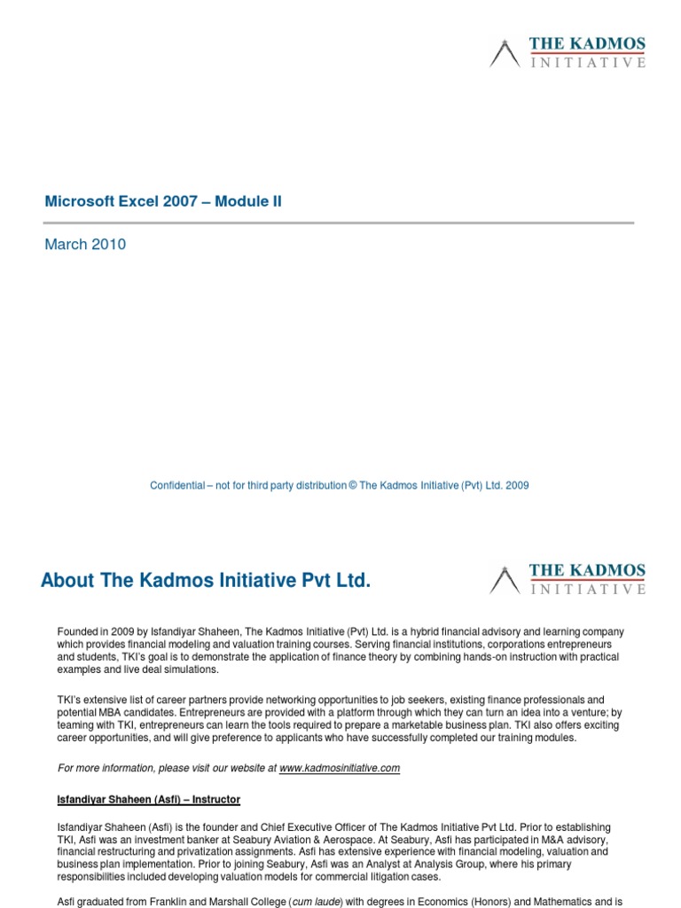 MS Excel 2007 - Module II | PDF | Microsoft Excel | Mathematical Optimization