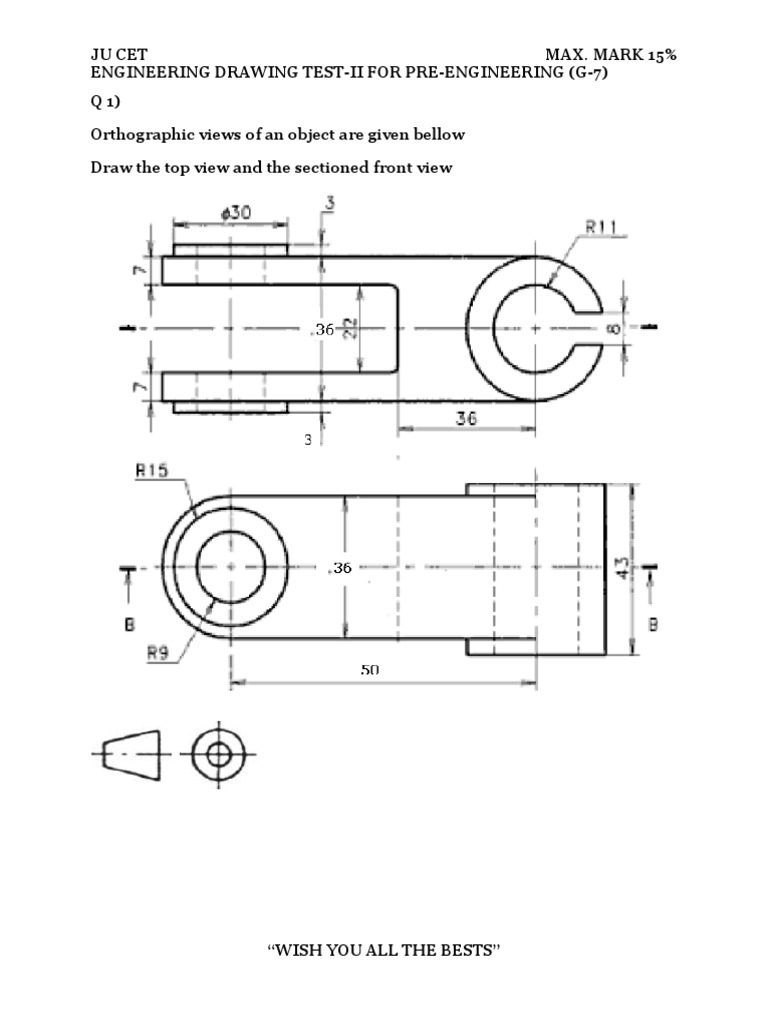 Ju Cet Max. Mark 15% Engineering Drawing Test-Ii For Pre-Engineering (G ...
