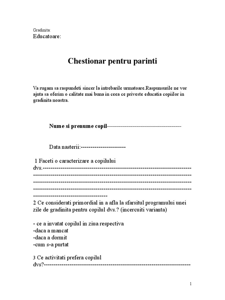 Chestionar Didactic | PDF