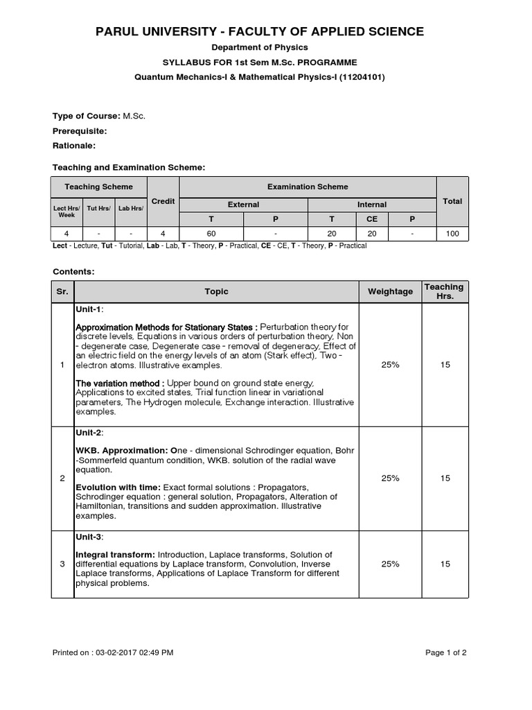 MSC Physics Sem 1 | PDF | Tensor | Perturbation Theory (Quantum Mechanics)