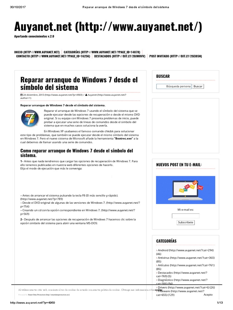 Reparar Arranque de Windows 7 Desde El Símbolo Del Sistema | PDF | Windows 7 | Familias de ...