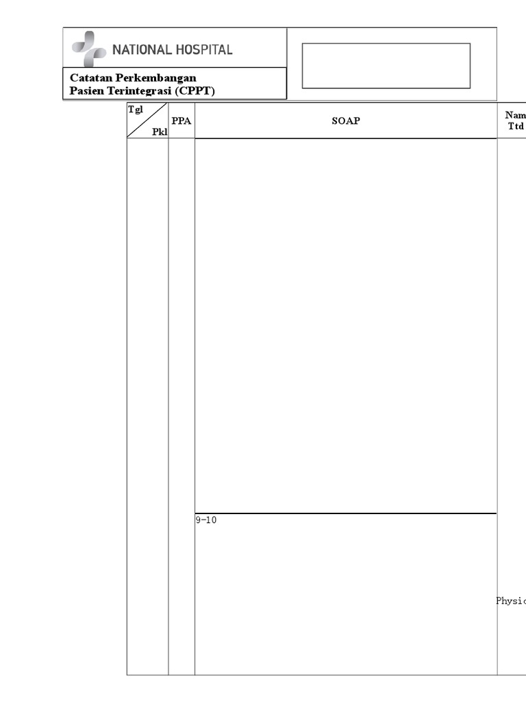 Catatan Perkembangan Pasien Terintegrasi (CPPT) : TGL PKL PPA Soap Nama Dan TTD Ppa | PDF