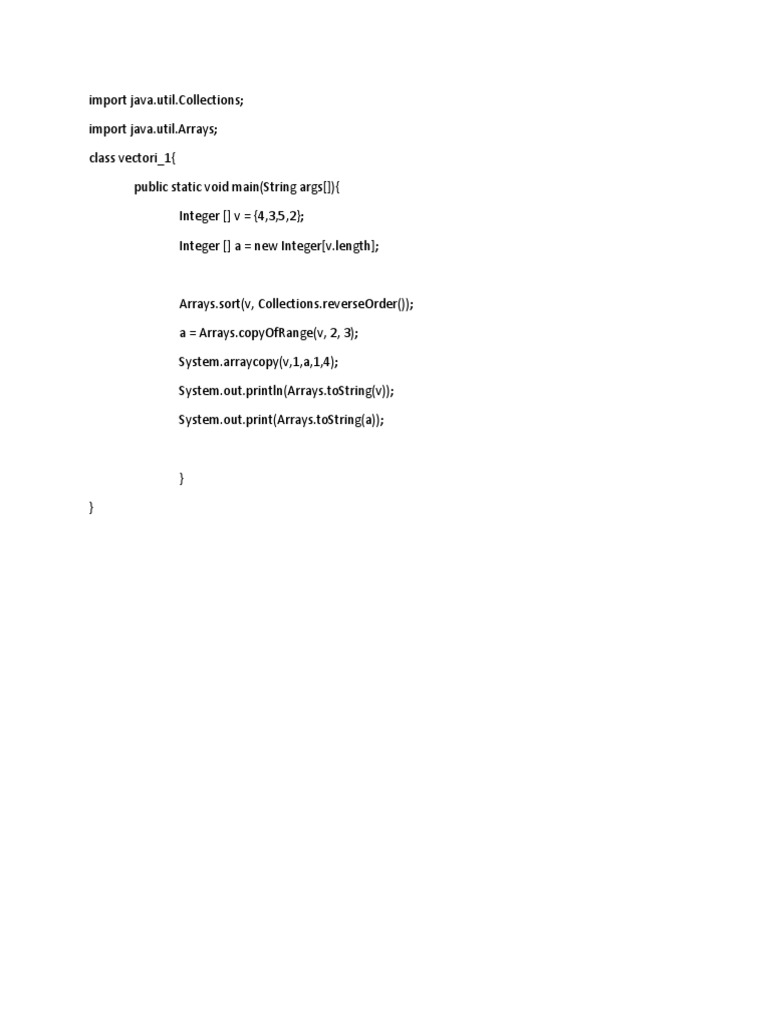 Sortare Vector in Java | PDF