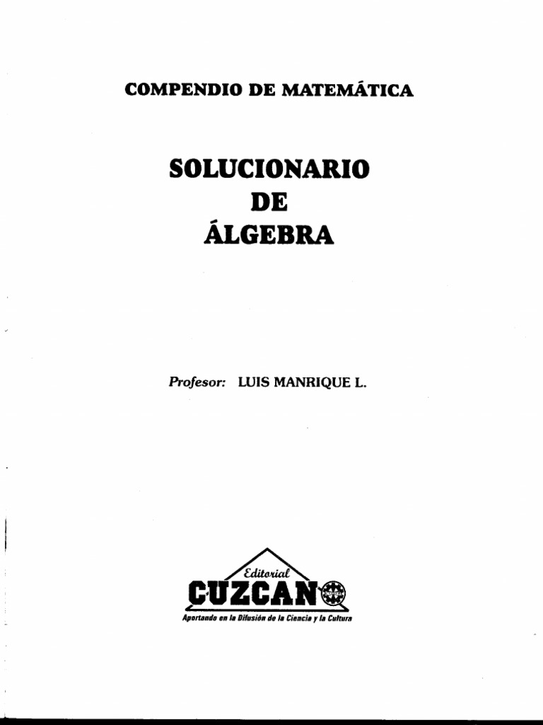 Solucionario Algebra Cuzcano PDF | PDF