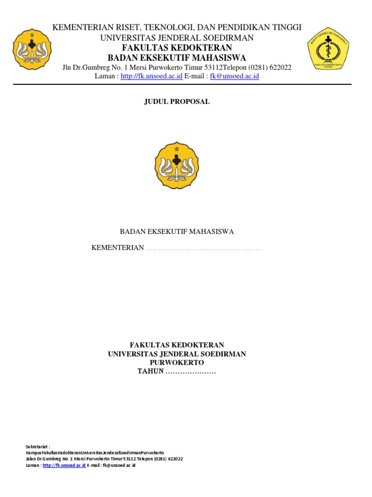 Proposal Kegiatan BEM FK Unsoed 2023 | PDF