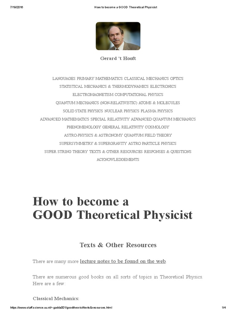 How To Become A GOOD Theoretical Physicist | PDF | Quantum Field Theory ...