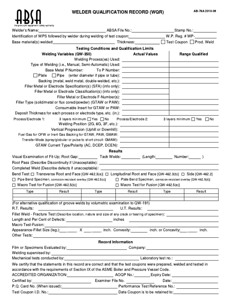 Welder Qualification Records Overview | PDF