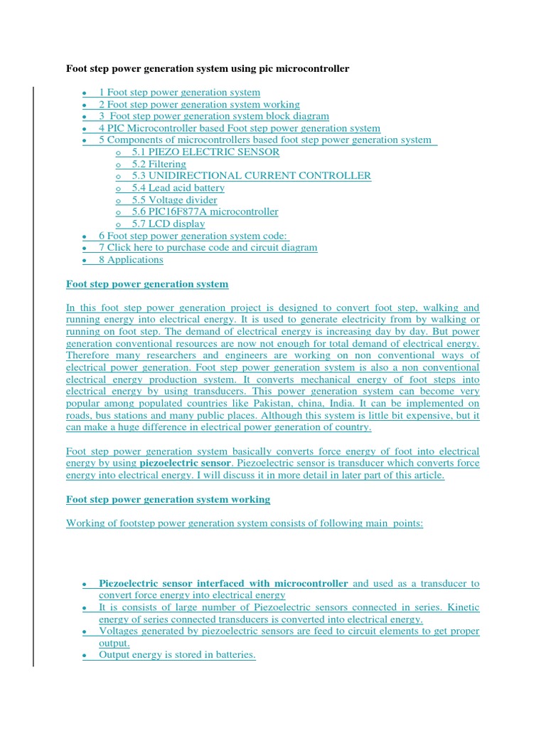 Microcontroller-Based Foot Step Power Generation System: Design ...