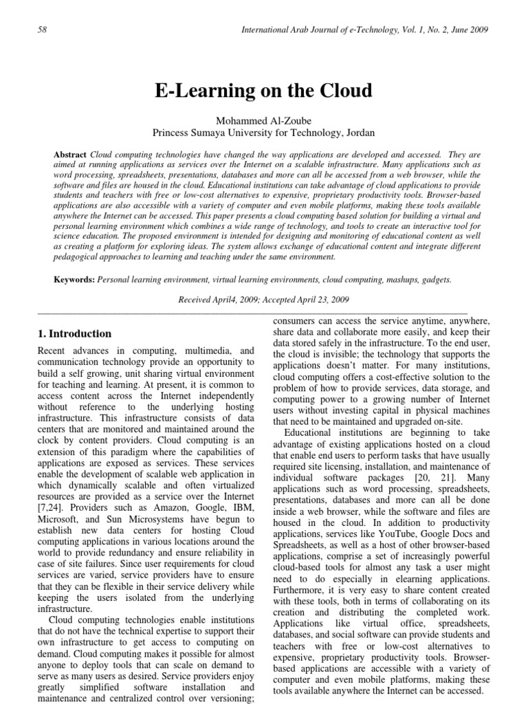 E-Learning On The Cloud | PDF | Educational Technology | Cloud Computing