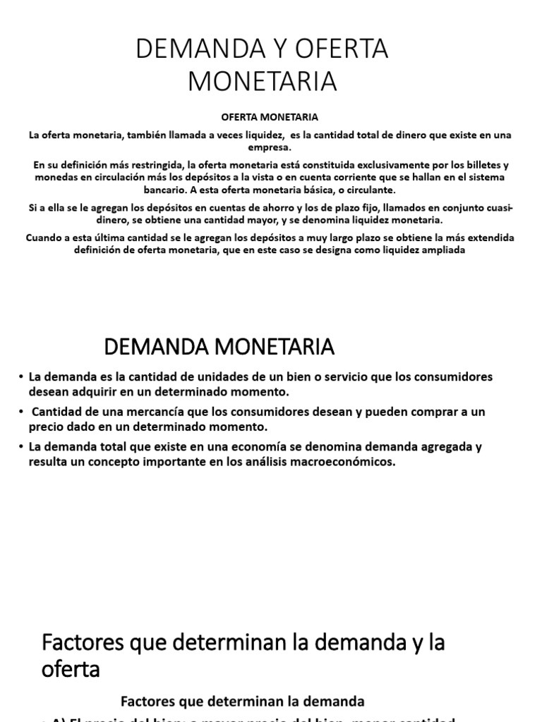 Demanda y Oferta Monetaria Exposicion | PDF | Oferta (economía ...