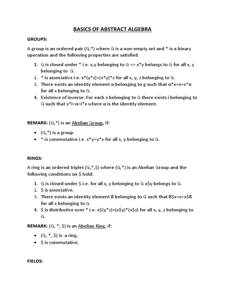 Basics of Abstract Algebra | PDF