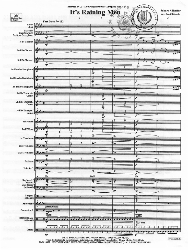 Its Raining Men Score | PDF