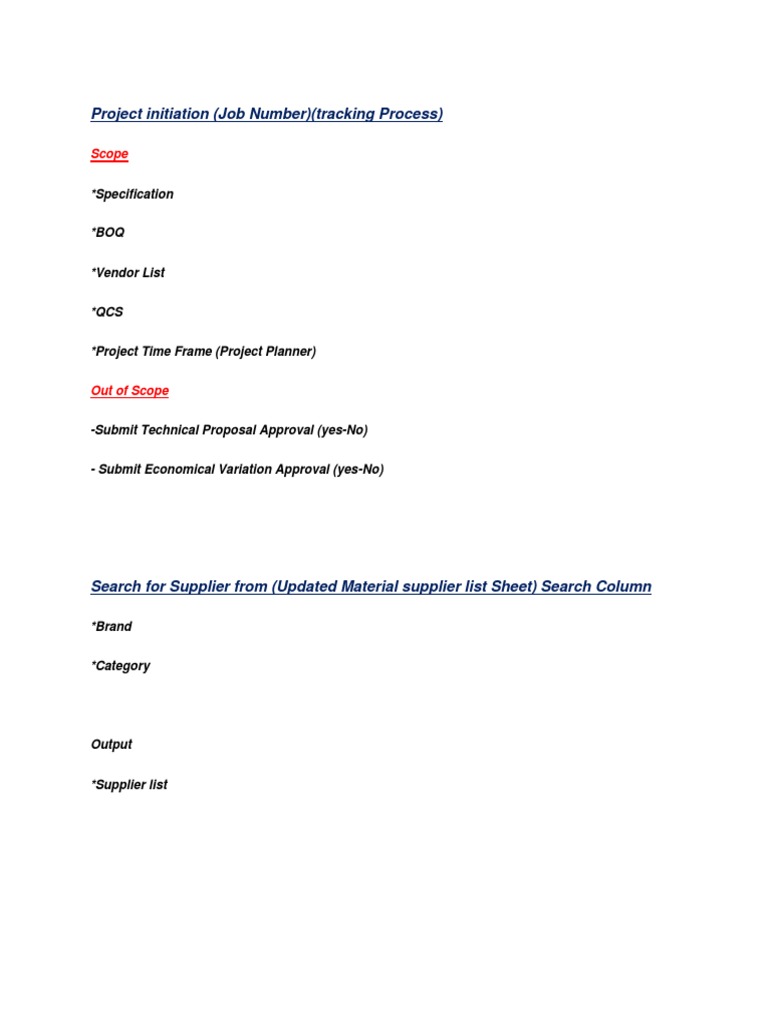 Project Initiation (Job Number) (Tracking Process) : Scope | PDF