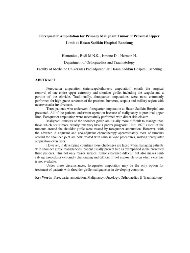 Abstrak Pertumsi Hantonius - Forequarter Amputation | PDF | Self-Improvement | Wellness