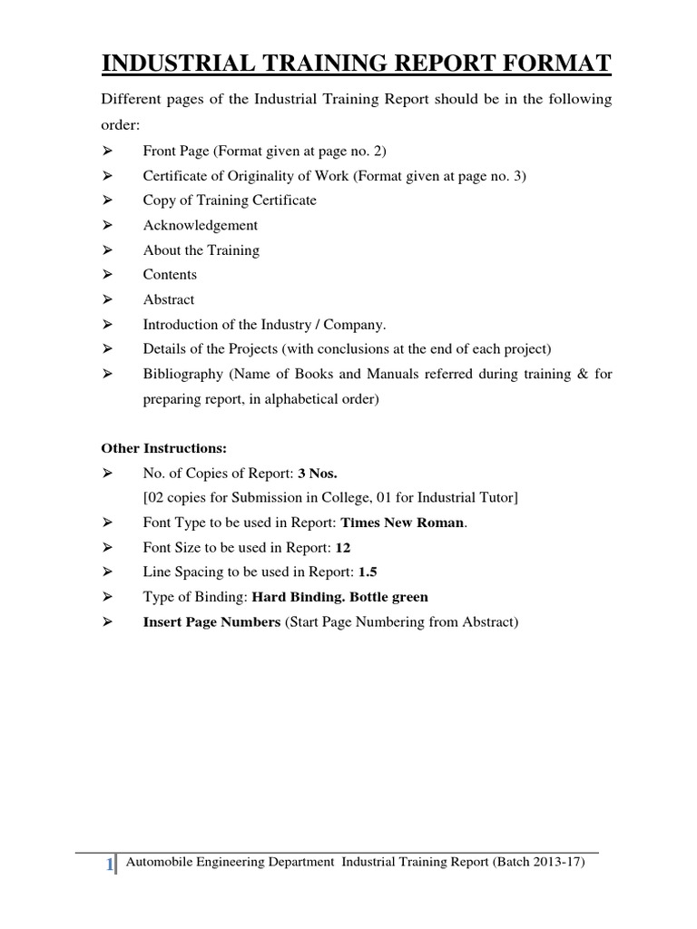 Training Report Format | PDF | Thesis | Doctor Of Philosophy