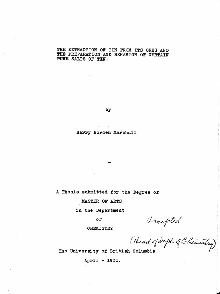 The Extraction of Tin From Its Ores and The Preparation and Behavior of ...
