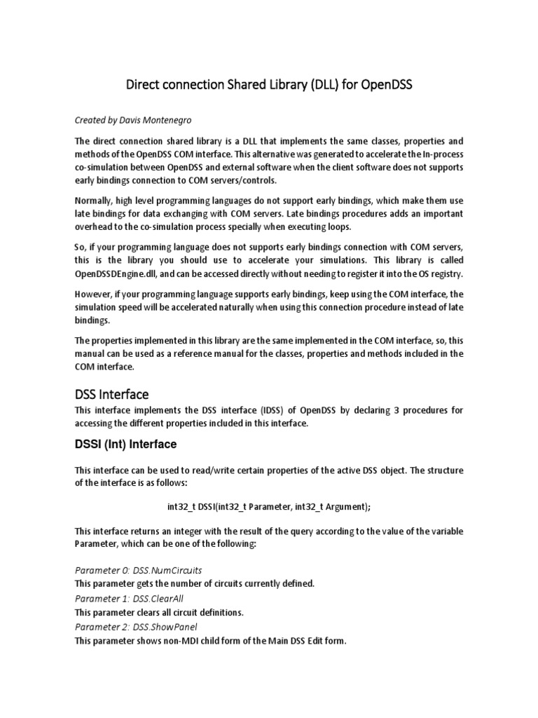 OpenDSS Direct DLL | PDF | Component Object Model | Parameter (Computer Programming)