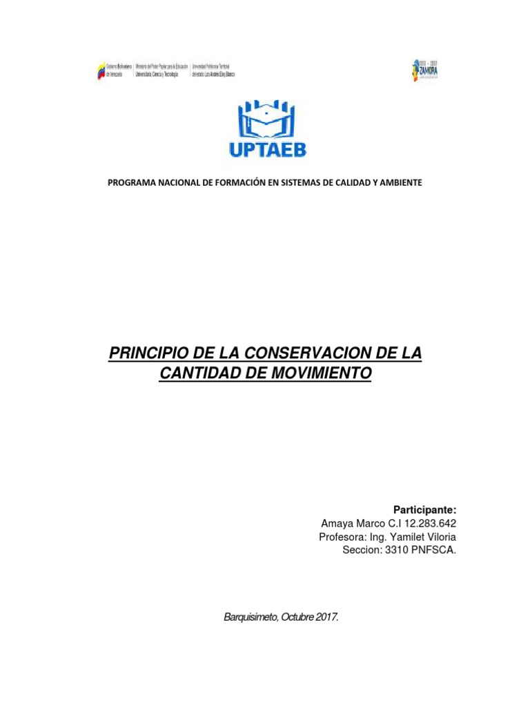 Principio de La Conservación de La Cantidad de Movimiento | PDF | Impulso | Las leyes del ...