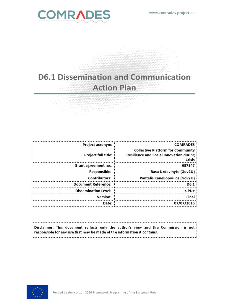 D6.1 Dissemination and Communication Action Plan | PDF | Strategic ...